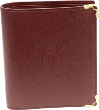Cartier unisex, Pre-owned, Rouge, Taille: ONE Size Portefeuille Bifold Must de Veau Pre-owned