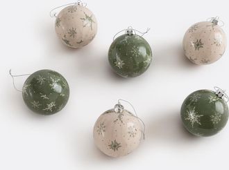 La Redoute Interieurs Lot De 24 Boules Imprim&eacute;es Flocon Caspar