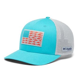Columbia PFG Casquette en Maille Motif Poisson, Drapeau Bleu Sarcelle/côtière, X-Large Unisexe-Adulte