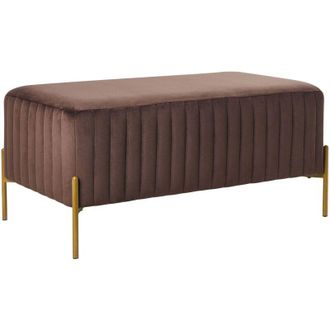 Beliani Banc en Velours avec Pieds M&eacute;talliques Dor&eacute;s Glamour Rectangulaire Marron Fonc&eacute; Utah