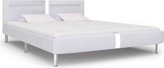 vidaXL Bettgestell mit led Weiß Kunstleder 180×200 cm Vidaxl