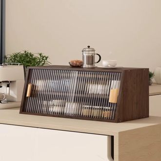 Generic Sideboard, schmale Arbeitsplatte mit ausziehbarer Aufbewahrungsbox, verstellbare Einlegeb&ouml;den, Organizer for K&uuml;chengew&uuml;rze/Tee- und Kaffeezubeh&ouml;r(Waln