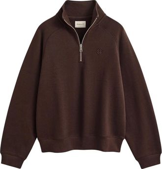 GANT Bestickter Pullover mit kurzem Rei&szlig;verschluss - - Sweatshirts & Hoodies - Damen - Braun - M