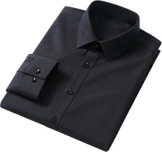 Generic Chemises &agrave; manches longues en laine pour homme, coupe ajust&eacute;e, couleur unie, hauts de bureau et daffaires, S9792, XXL