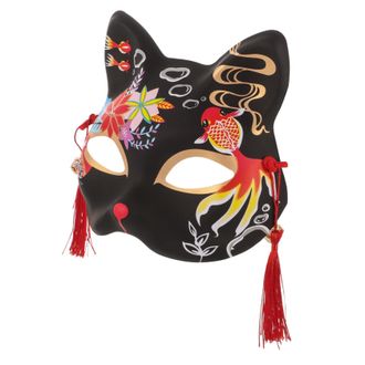 Cabilock Japanische Cosplay Katzenmaske Halbgesichtsmaske Handbemalt f&uuml;r Karneval Halloween Maskerade Party Kost&uuml;m Zubeh&ouml;r