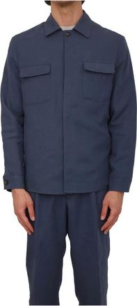 Eleventy Homme, Vestes, Bleu, Taille: 2XL Over Shirt Jacket