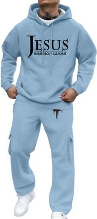 Generic Surv&ecirc;tements pour homme avec imprim&eacute; lettres, sweat &agrave; capuche, jambe droite, poche ample, ensemble d&eacute;contract&eacute; pour le sport quotidien, jogging, hauts