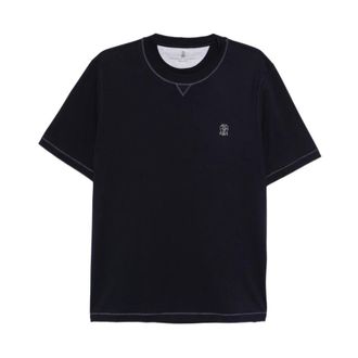 Brunello Cucinelli Homme, Tops, Bleu, Taille: 2XL T-Chemises