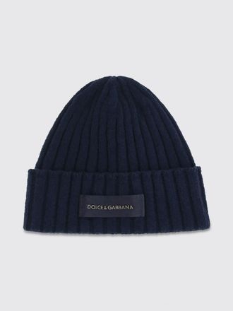 Dolce & Gabbana Bonnet en laine c&ocirc;tel&eacute;e avec revers et patch logo appliqu&eacute;