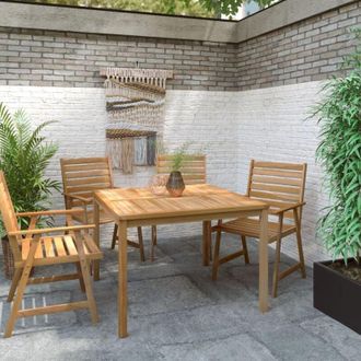 vidaXL Vidaxl - Table &agrave; manger de jardin 110x110x77 cm Bois de teck solide