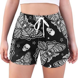 HMZXZ Short de bain ésotérique pour femme Motif tête de mort et lune, multicolore, XXL