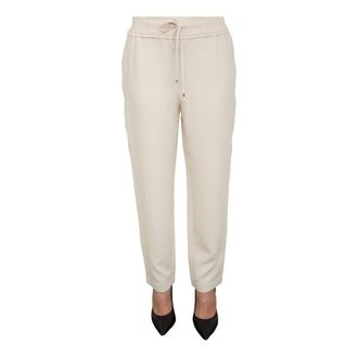 Nenette Femme, Pantalons, Blanc, Taille: 44 FR Pantalon Ivoire en Tissu Tricot Chino