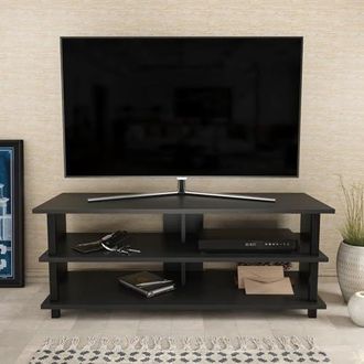 Hanah Home Industrial TV Stand, Black & Anthracite, 120 x 44.6 x 47.4 cm | 100% Melamine Coated Particle Board, 18 mm Thick | Stylish & Durable for Modern Living