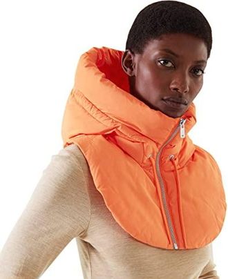 Generic T-shirt avec col pour femme, faux gilet pour femme, sans manches, avec fermeture éclair, fausse capuche, col montant, gilet rembourré, léger, amovible