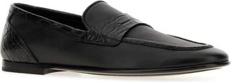 Dolce & Gabbana Leather and Alligator Loafers - Black
