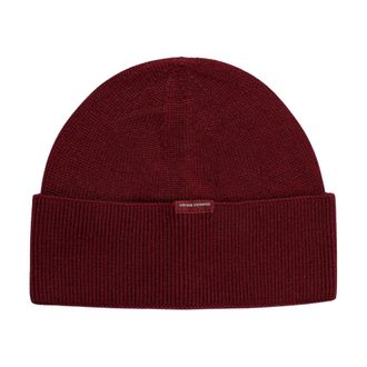 A|X Armani Exchange Homme, Accessoires, Brun, Taille: ONE Size Bordeaux Bonnet en Laine Côtelée