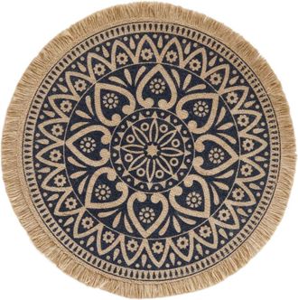 SOLUSTRE Schwarzes Jute Tischset 40cm Durchmesser mit Quasten Dekoratives Platzdeckchen f&uuml;r Haushalt Esszimmer Caf&eacute; und Restaurant