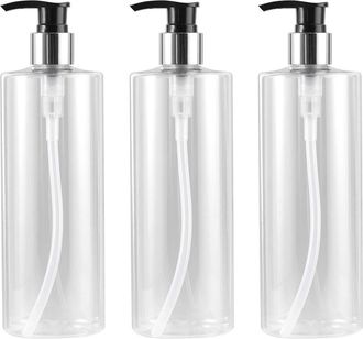 Cabilock Dauerhaft 3PCS 500ml Transparentes Duschgel Presspumpenflasche Leere Unterverpackungsflasche Runde Schulterflasche Wiederverwendbare Seife H&auml;ndedesinf