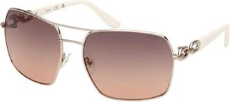 Guess Femme, Accessoires, Jaune, Taille: 63 MM Square Metal Lunettes de soleil