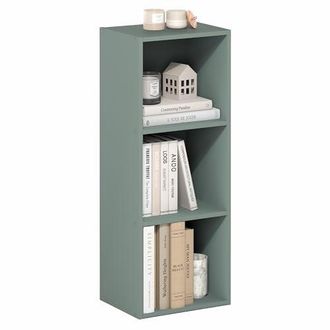 Furinno LUDER Bücherregal, 3-Würfel Bücherregal, Bookcase, 9.3 x 12 x 31.5, für Wohnzimmer, Schlafzimmer, Homeoffice, Salbeigrün