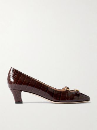 Valentino Garavani Bowow D&eacute;collet&eacute; 45 Pumps Aus Leder Mit Krokodileffekt - Braun