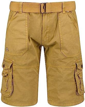 Geographical Norway Perou Men - Bermuda Homme Casual Coton - Short Hommes Sport Cargo - Shorts Bermudas Court A Ceinture Coupe Normale - Homme Printemps &Eacute;t&eacute; (BEIGE M)