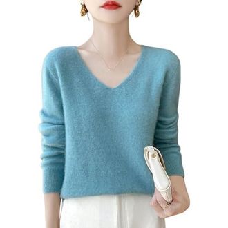 Generic Pull Femme Hiver Pull en Pure Laine M&eacute;rinos pour Femme Col V Manches Longues L&eacute;ger Pr&ecirc;t-&Agrave;-Porter Maille sans Coutures Cachemire Id&eacute;al pour La Superpos