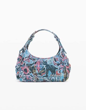 Desigual Kleine, gemusterte Tasche in Blau mit Applikationen-Mehrfarbig