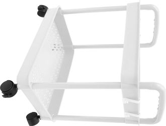 Happyyami CIYODO Rollwagen mit Zwei Ebenen Wei&szlig;er Mehrzweck Aufbewahrungswagen aus Robustem Material K&uuml;chen und Badezimmer Rollwagen mit Rollen Mobiler Lagerwag