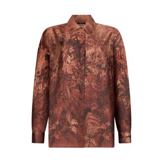 Liu Jo Femme, Blouses et Chemises, Brun, Taille: 40 FR Printed Twill Shirt