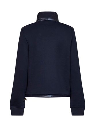 Moncler Womens Padded Fleece Zip-Up Sweatshirt Blue Polyamide Puffer Jackets