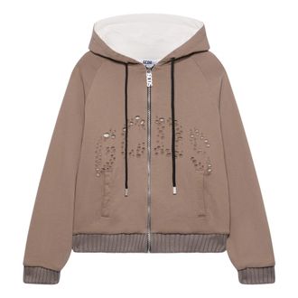 GCDS Logo Raglan Full Zip Hoodie - - Sweatshirts & Hoodies - Damen - Braun - M