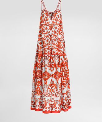 Dolce & Gabbana Kleid Aus Habotai-seide Mit Majolika-print - Frau Kleider Mehrfarbig 42