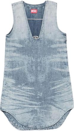 Diesel Femme, Robes, Bleu, Taille: 40 FR Robe Midi Moulante en Maille C&ocirc;tel&eacute;e avec D&eacute;coupe