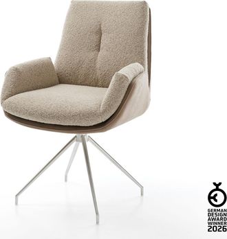 DELIFE Drehstuhl Clea-Flex Materialmix Schlamm Kreuzgestell konisch Edelstahl 180&deg; drehbar, Esszimmerst&uuml;hle