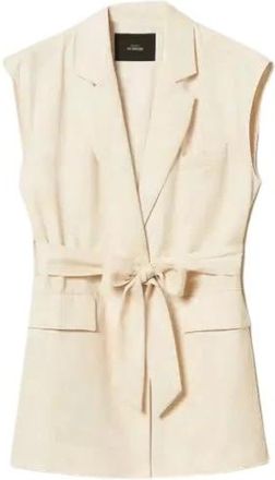 Twinset Femme, Vestes, Beige, Taille: 38 FR Veste sans Manches avec Imprim&eacute; et Ceinture