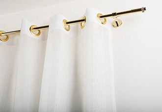 Incasa Gardinenstange Ø 20 mm ohne Ringe, Länge: 260 cm, Glanz Messing - komplett