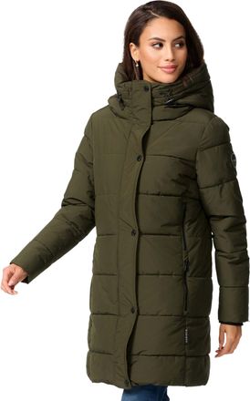 Marikoo Damen Winterjacke Stepp Winter Jacke Übergang Steppjacke lang warm Kapuze B987 [B987-Karumik-Dark-Olive-Gr.XXL]
