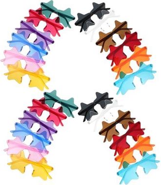 Valiclud Garneck Lot de 24 Lunettes de Soleil sans Monture D&Eacute;toile Color&eacute;es et Transparentes Protection UV Accessoires Festifs pour Adultes et Gar&ccedil;on et Filles