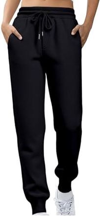 Generic Pantalon de jogging pour femme - Pantalon de sport large et droit - Taille haute - Pantalon de surv&ecirc;tement d&eacute;contract&eacute; avec poches, Noir (01), M