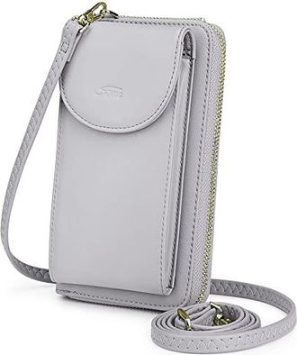 S-Zone Femme Sac à Bandoulière pour Téléphone Portable en Cuir PU Blocage RFID avec Fentes pour Téléphone Portable de Moins de 6,5