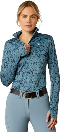 Ariat Womens Prophecy 1/4 Zip Baselayer Top Long Sleeve in Navy Eclipse Bluestone, Size X-Small, by Ariat