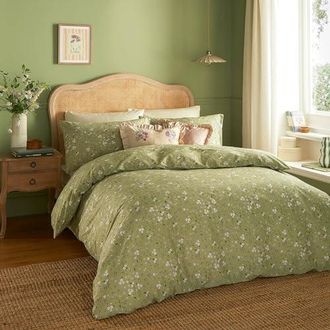 furn. Wylder Nature Bronte bedrucktes Blumen-Bettw&auml;sche-Set - Salbei - Einzelbett, Green, Twin