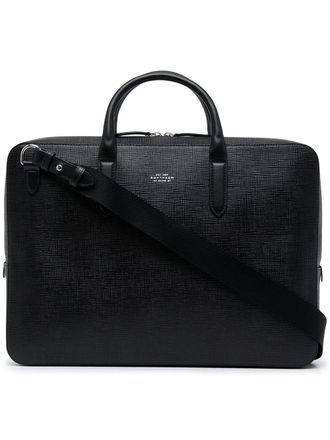 Smythson pochette dordinateur à design texturé - Noir