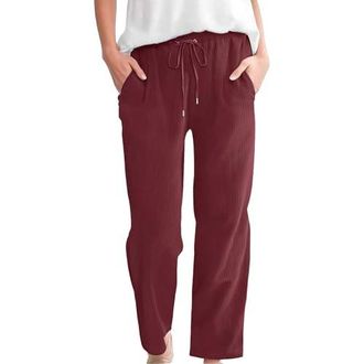 Generic Pantalon baggy pour femme - Jambes larges - Coupe droite - Taille haute - Pantalon de randonn&eacute;e d&eacute;contract&eacute; - Pantalon de sport fin et respirant - Pan