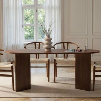 Pier Import Table &agrave; manger moderne effet noyer pieds en V 180 cm MARFA