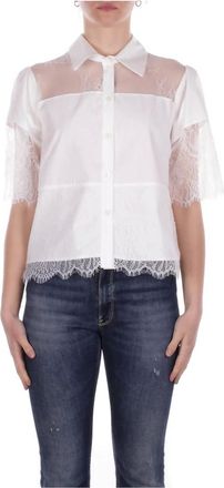 Blugirl Femme, Blouses et Chemises, Blanc, Taille: 42 FR Chemise D&eacute;tails en Dentelle