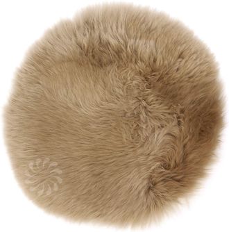 H.O.C.K. Fell-Sitzauflage Sitzkissen rund/eckig flauschig Indoor (rund Ø34cm, Taupe)