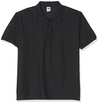 Fruit Of The Loom Polo à manches courtes pour homme, poche piquée, 65 % coton, 35 % polyester - Noir - Medium