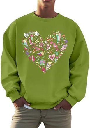 Generic 2026 Sweat-shirt d&eacute;contract&eacute; &agrave; col rond pour homme et femme Motif lettres imprim&eacute;es, Vert, XXL